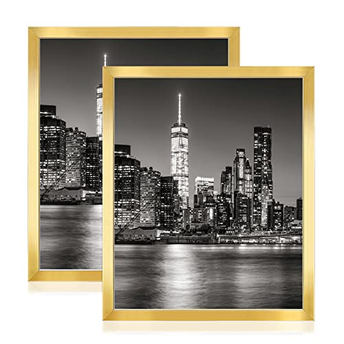 Annecy 10x12 Picture Frame Gold(2 Pack), 10 x 12 Picture Frame for Wall or Desktop Decoration, Classic Black Minimalist Style Suitable for Decorating Houses, Offices, Hotels