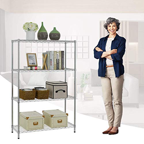 BestOffice Adjustable Wire Shelving Storage Shelves Heavy Duty Shelving Unit for Small Places Kitchen Garage (Chrome, 36×14×54)