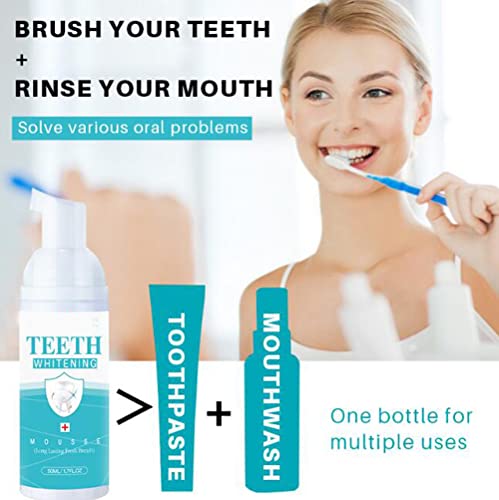 50Ml Saveuppro Teeth Whitening Mousse Foam Refreshing Breath Deep Cleaning Toothpaste, Fresh Breath, Travel Friendly, Easy to Use (1) (１)