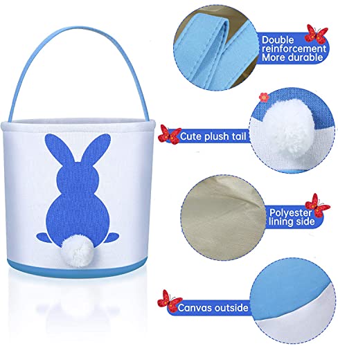 2 Pieces Easter Bunny Basket for Kids Personalized Canvas Cotton Candy Gift Egg Basket and Eggs Hunt Bag for Easter