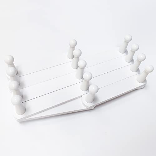 AMAPON Expandable Coat Rack Accordion Wood Wall Hanger 13 Peg Hook Hang Hat Cap Coffee Mug Towels Leash Scarf Umbrella Bag (White)