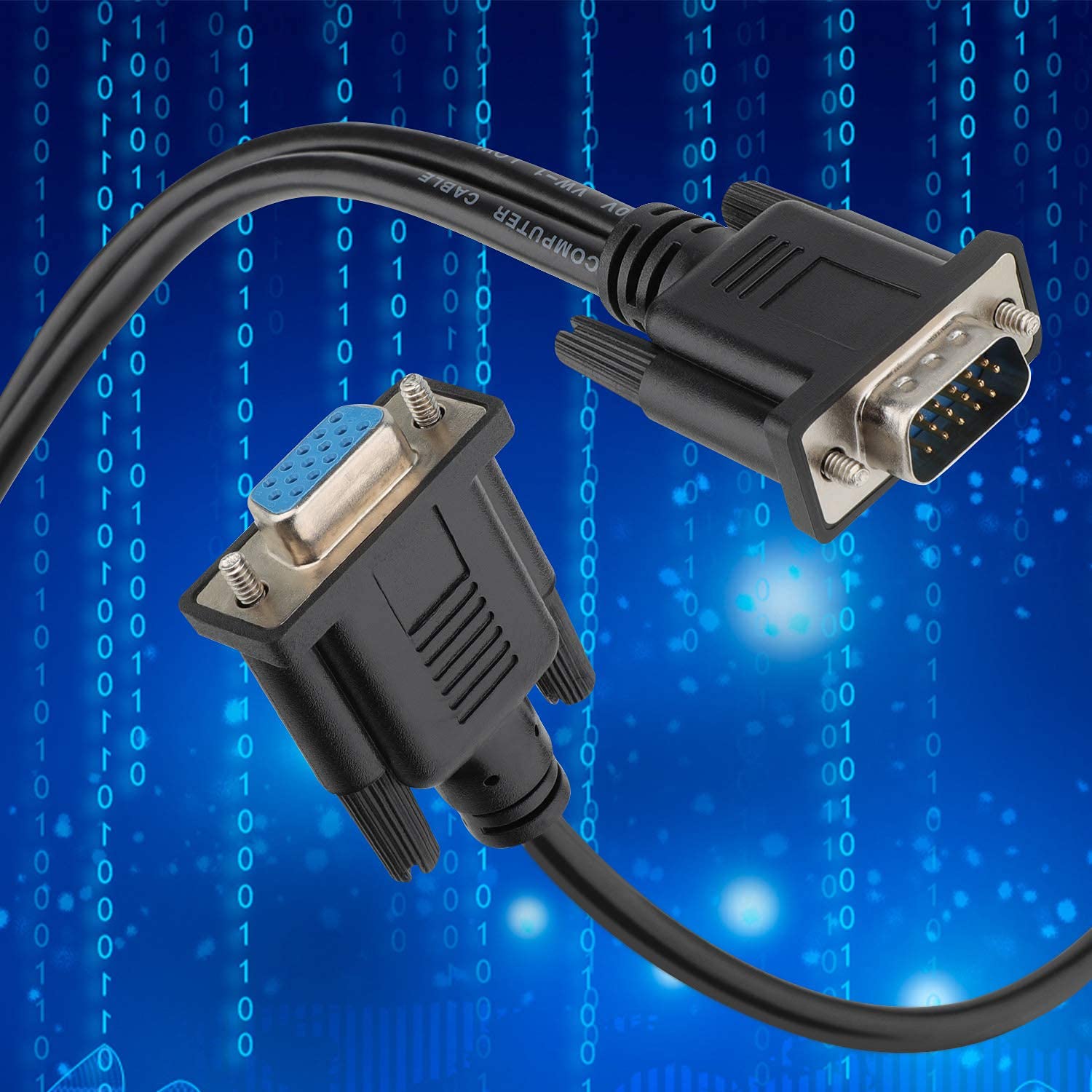 SAISN VGA Y Splitter Cable, VGA 1 Male to VGA 2 Female Adapter Cable Dual VGA Monitor Y Cable for Screen Duplication - 1 Feet, Black (No Screen Extension)