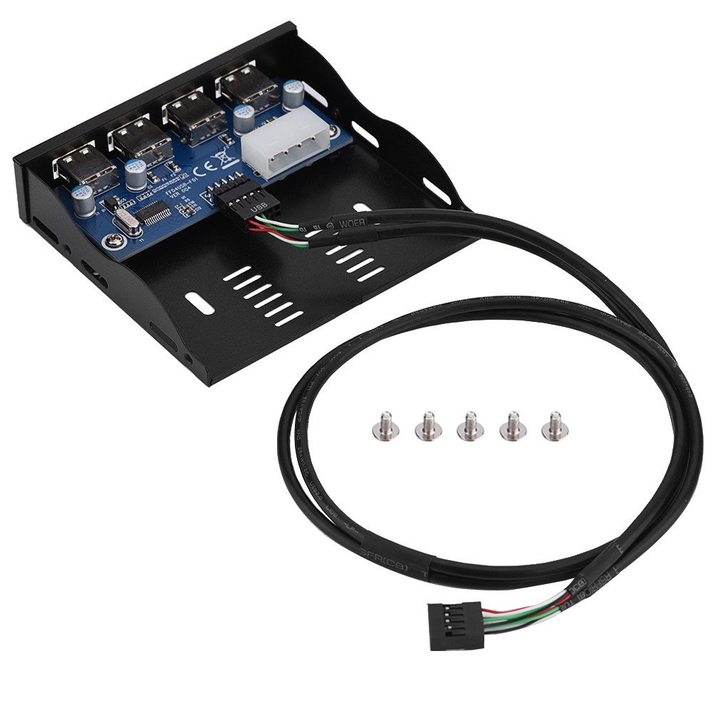 Limouyin Floppy Front Panel 3.5'' 4 Port USB2.0 HUB Floppy Front Panel 9 Pin to 4 Interface USB 2.0 HUB for Computer PC