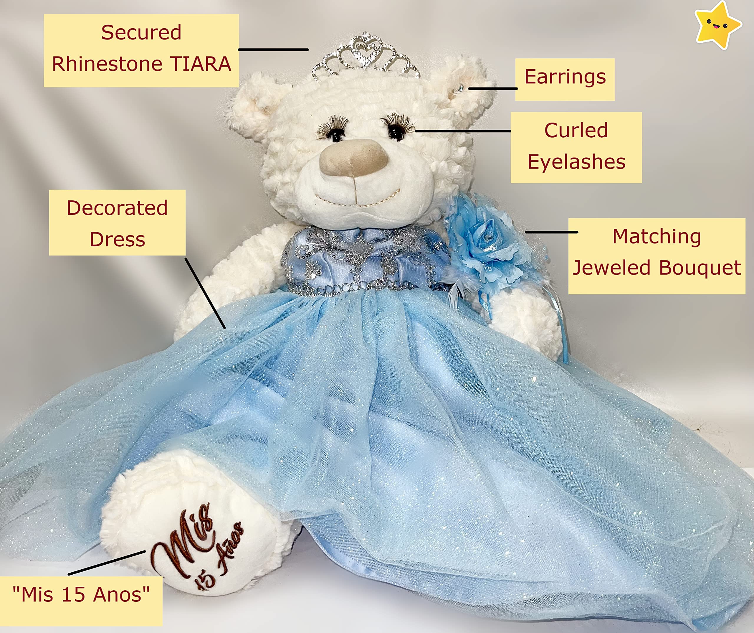20 inches Quince Anos Quinceanera Last Doll Teddy Bear with Dress (Centerpiece) B16631-5 (Lavender1)