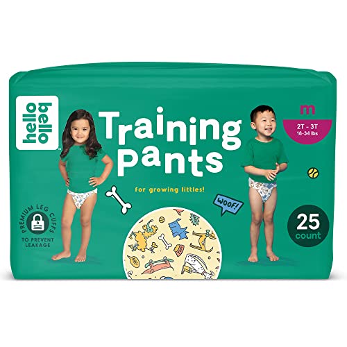 Hello Bello Premium Training Pants Size 2T-3T I 25 Count of Disposeable, Gender Neutral, Eco-Friendly, and Potty Training Underwear with Snug and Comfort Fit for Toddlers on the Move I Li'l Barkers