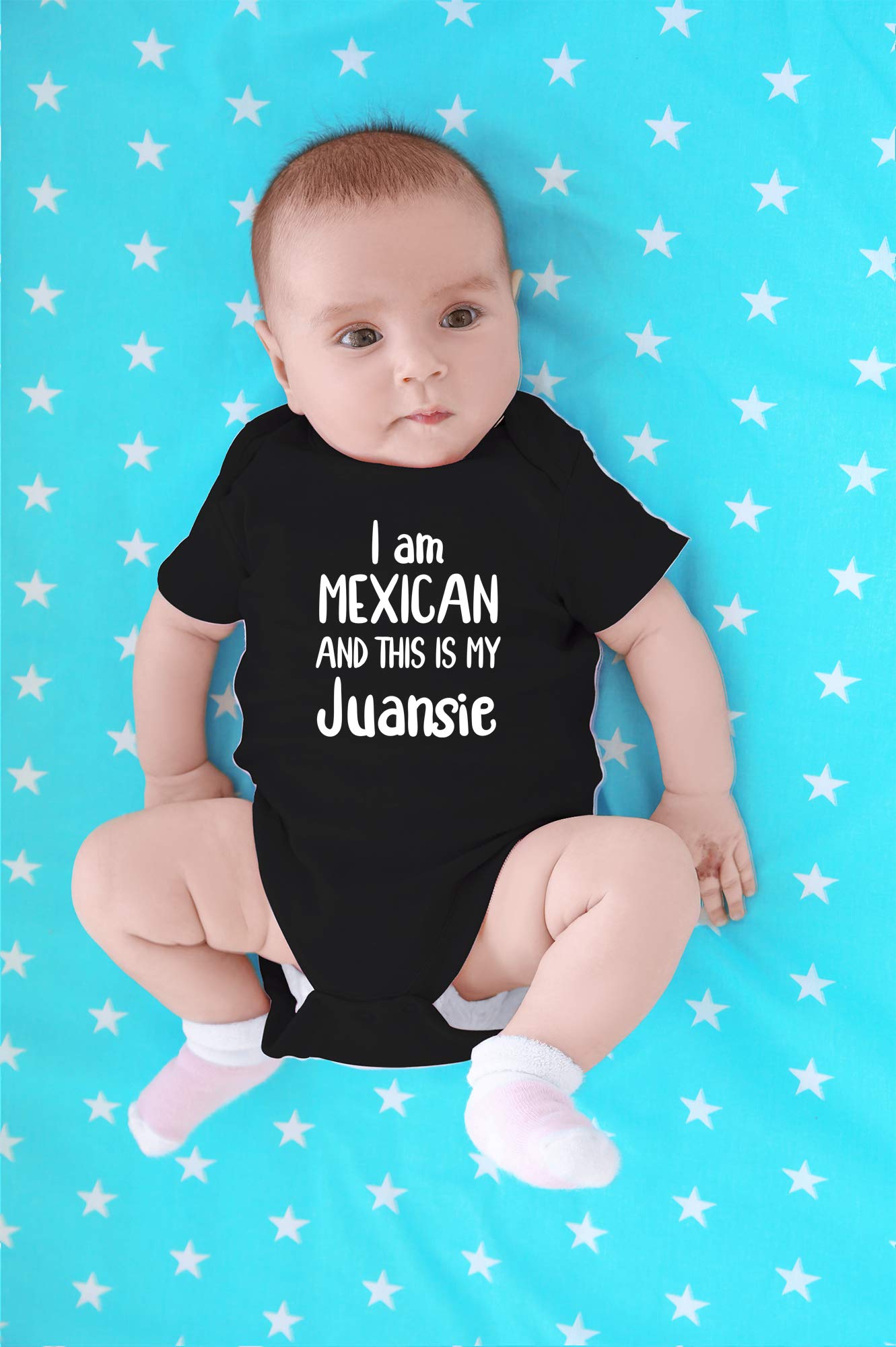 CBTwear I Am Mexican And This Is My Juansie Baby Bodysuit Funny Infant Outfit Unisex Humor Clothes (6 Months, Black)