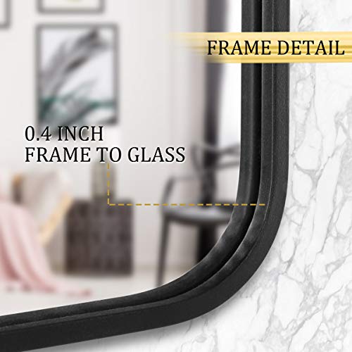 LEORISO 16 x 24” Black Bathroom Mirror for Wall, 1.3” Metal Frame Rectangle Mirror, Wall-Mounted Mirror Hangs Horizontal Or Vertical