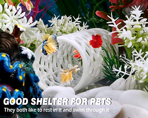Abizoo Betta Fish Tank Accessories,Betta Bed Tunnel Cave Soft Edges for Delicate Fins, Betta House Shrimp Pleco Hide Resting Tube Siamese Fighting Fish Corner Moss Ledge for Aquarium Betta Hammock