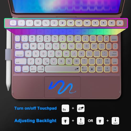 NOKBABO iPad Air 11 inch case with Keyboard (M2) 2024, 360 Swivel, Pencil Holder, Keyboard for iPad Pro 11 inch 4th/3rd/2nd/1st & iPad Air 6th/5th/4th 10.9 inch - Rose Gold