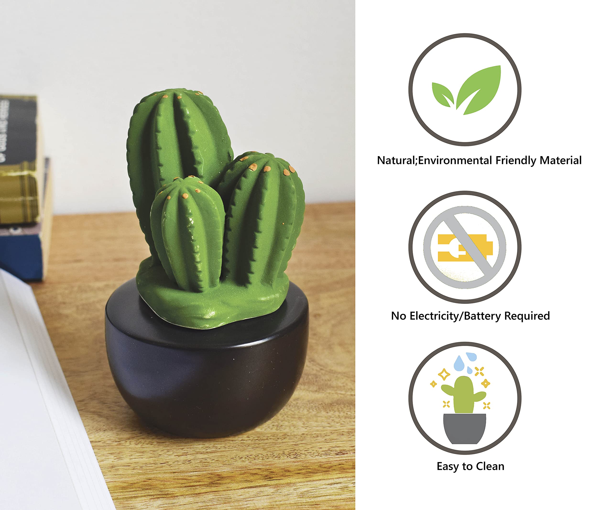 Auxo Gardens Cactus Ceramic Essential Oil Diffuser for Aromatherapy, for Birthday, housing Warming, Holidays, Cute Decoration for Desk and Rooms (Blue Candle)