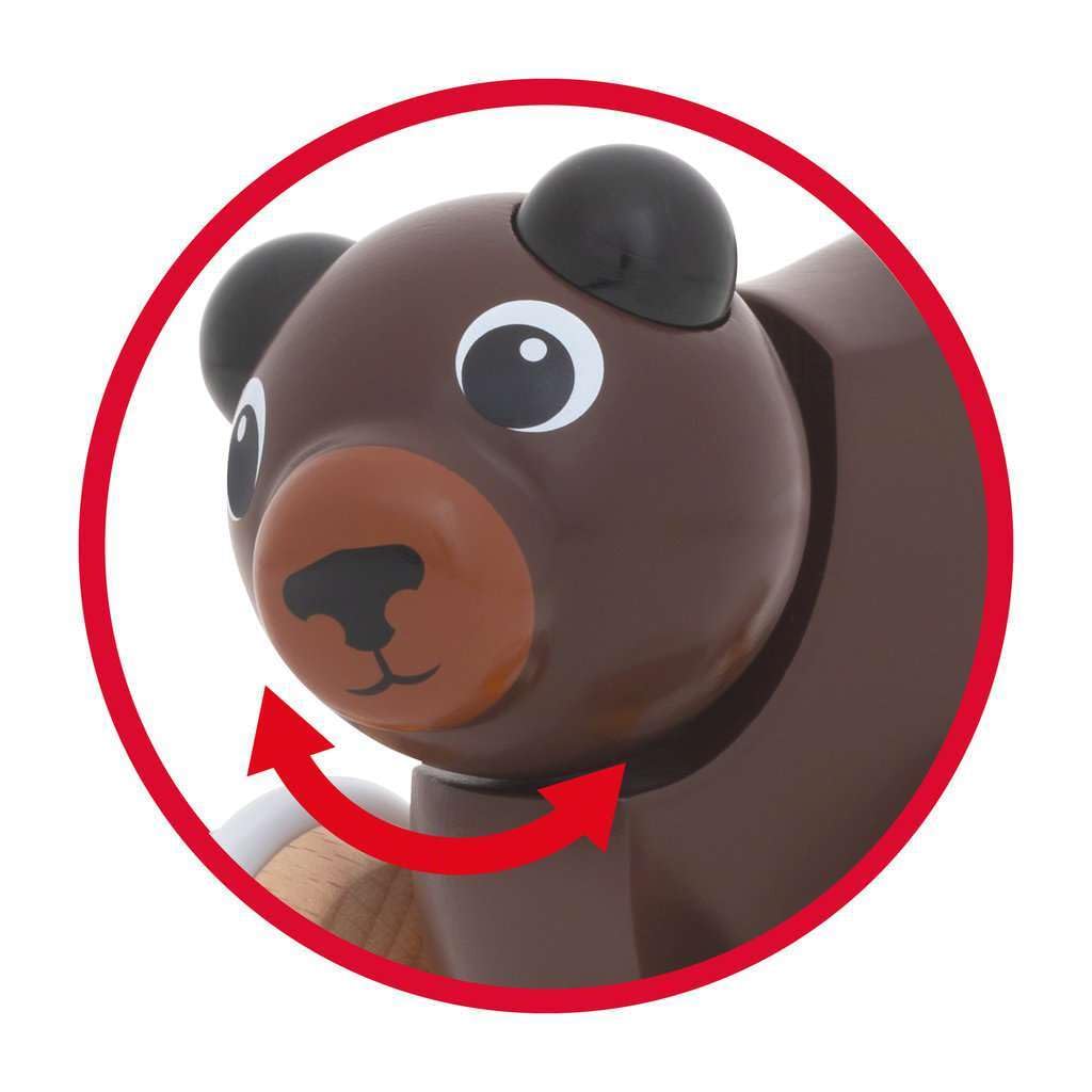 BRIO 30338 Push Along Bear | The Perfect Playmate for Your Toddler, White