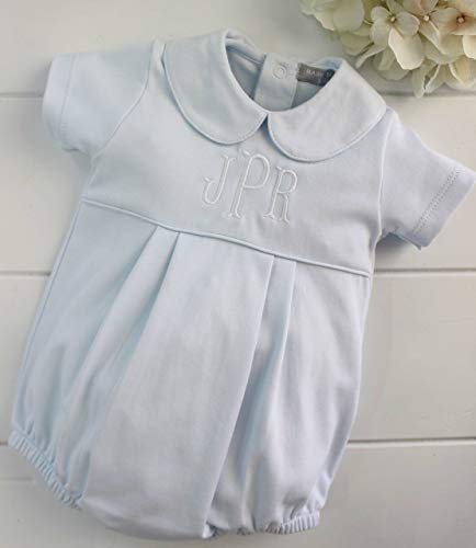 Baby Boys Blue Onesie Bubble Outfit Pima Cotton Layette Outfit (6-9M)