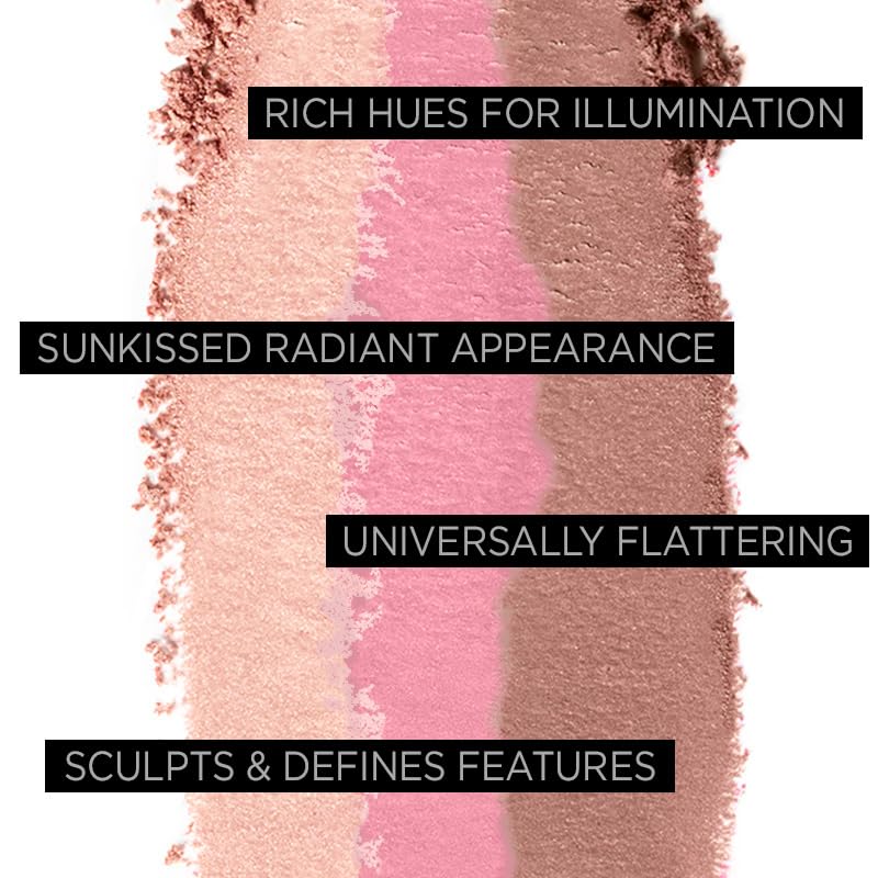 Bronzed and Beautiful Pressed Makeup Powder by Pure Cosmetics – All-in-One, Ombre Mineral-Based Highlighter, Blush, Contour, Bronzer & Glow Kit - Easy to Blend for Cheeks, Eyes & Face - Cruelty-Free