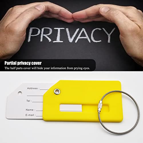 7 Pack Silicone Luggage Tag Baggage Handbag Travel Suitcase Tags with Name ID Card Perfect to Quickly Spot Luggage Suitcase (Yellow)