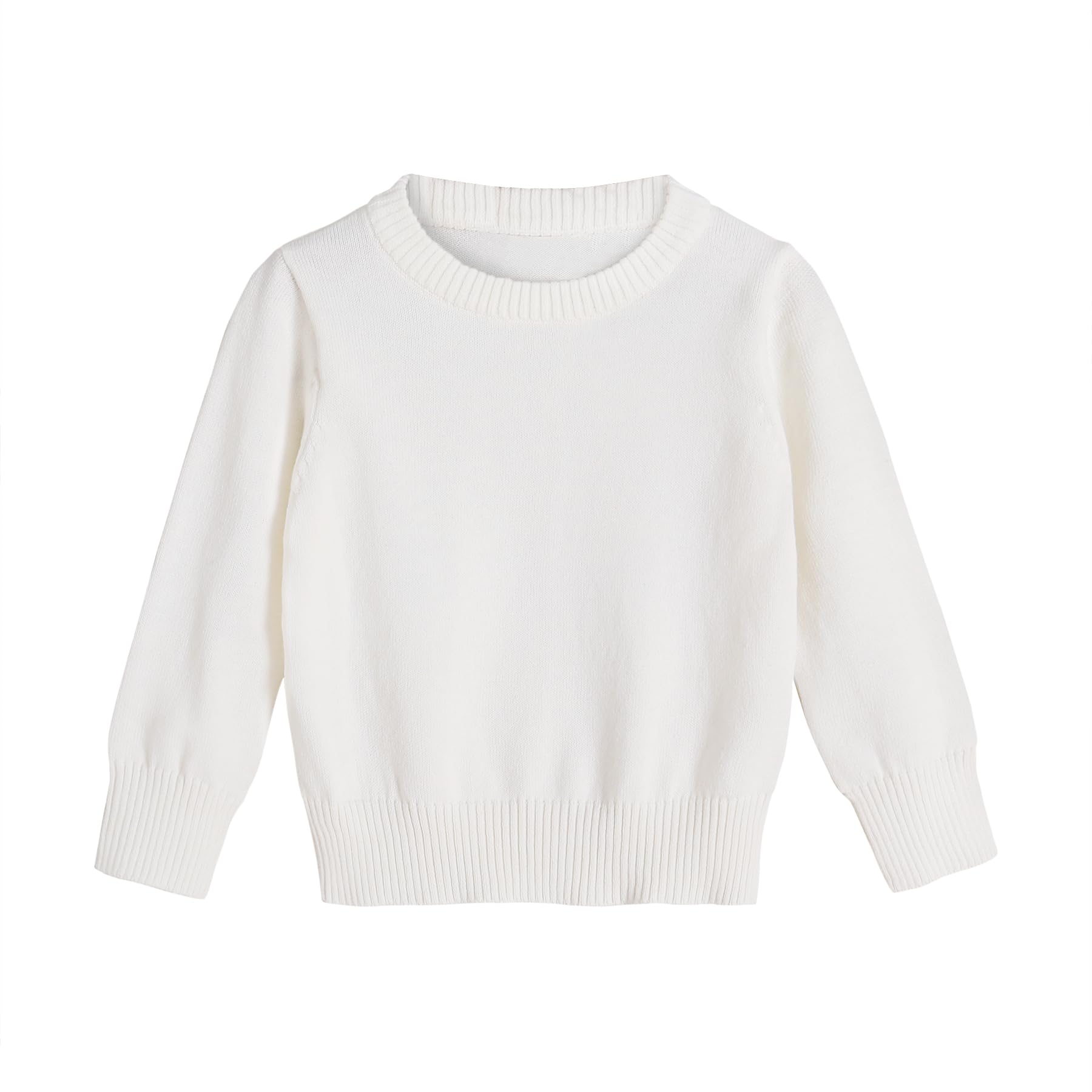 Baby Boys Girl Organic Cotton Sweater Tops Kids Fall Winter Knit Sweater Solid Color Outfit 1-5T (White, 18-24 Months)