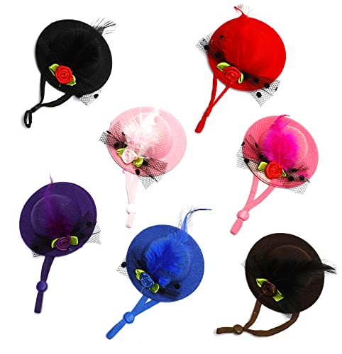 7 Pieces Chicken Hats Chicken Funny Costume Chicken Helmet Halloween Accessories Funny Small Hat Tiny Pet Hat for Hen Tiny Pets with Adjustable Elastic Chin Strap (7 Color)