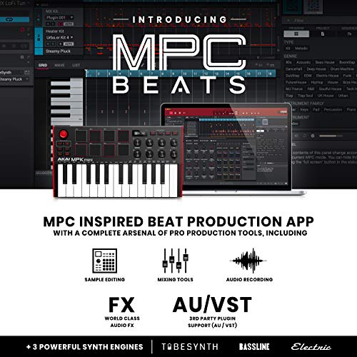 Akai MPK Mini MK3 MIDI Keyboard Controller + M-Audio SP2 Sustain Pedal, with MPC Beats and Software Suite β Beat Maker Bundle