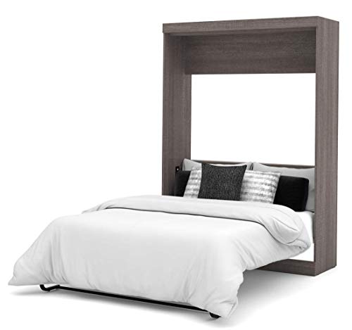 Bestar Nebula 59W Full Murphy Bed in bark Grey & White