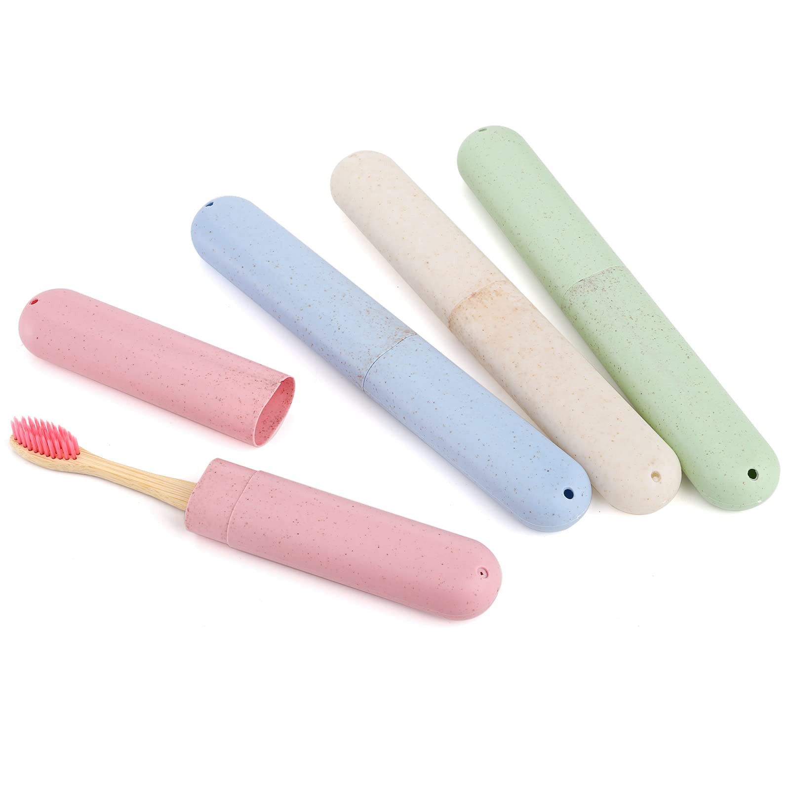 Hedume 28 Pack Travel Toothbrush Case, Portable Dust-Proof Breathable Toothbrush Holder for Travel, Business, Home, Camping, School (4 Colors)