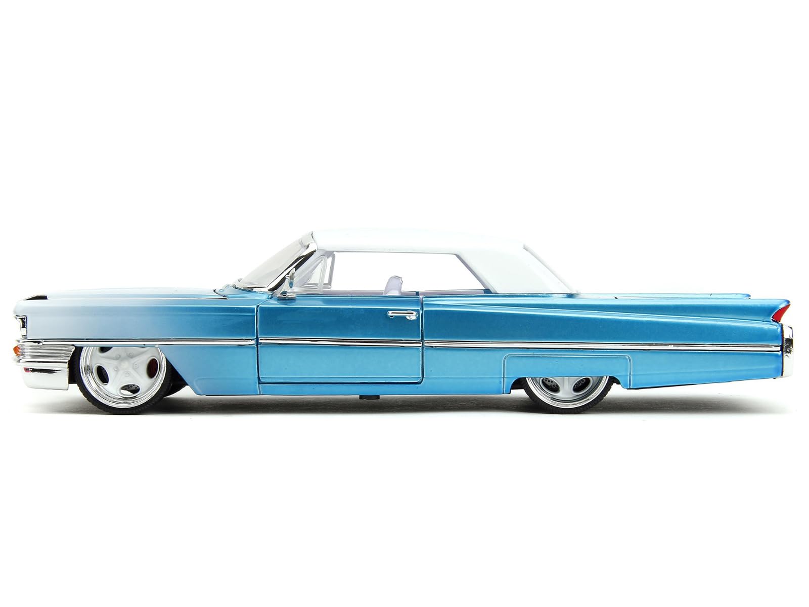 1963 Coupe DeVille Blue Metallic and White Gradient with White Top and Interior Pink Slips Series 1/24 Diecast Model Car by Jada 34897