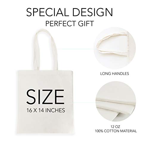 Tuilia Funny The Office TV Show Alphabet Theme Natural Reusable Cute Eco-Friendly Cotton Tote Bag, Off White