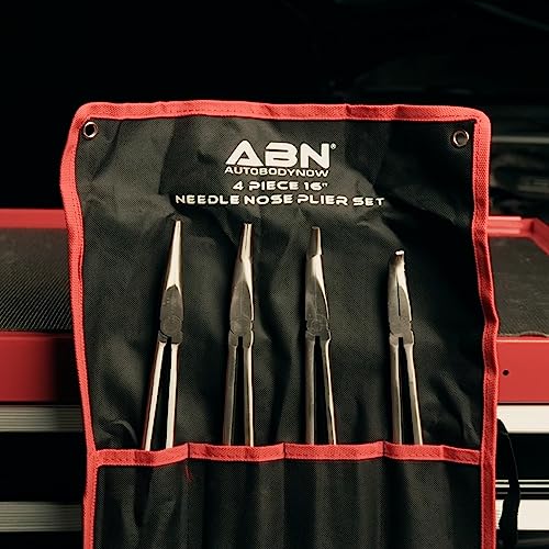 ABN Needle Nose 16in Plier 4-Piece Set β Long Reach 90-Degree Angle, 45-Degree Angle, Straight, and Curved Pliers