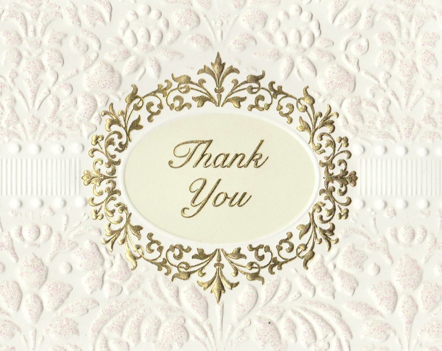 Carol Wilson Fine Arts Inc. - Gold Foil with Glitter- Blank Thank You Boxed Note Cards with Envelopes - 10 count - byt1696
