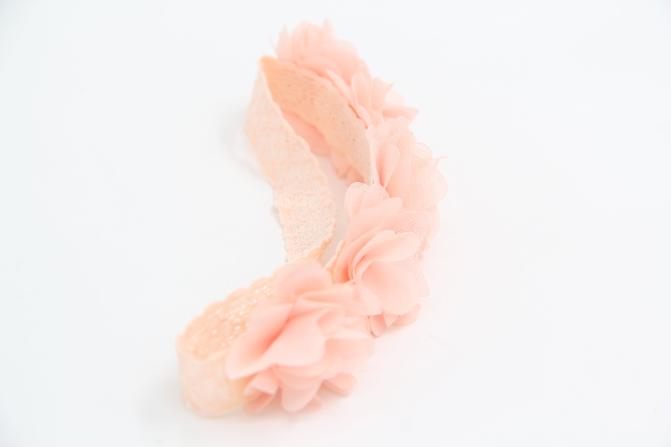 Baby Elastic Chiffon Flower Headbands Princess Girls Hand Sewing Beads Flower Headwear (XW1005)