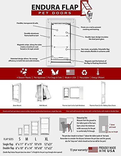 Endura Flap Single Flap Pet Door for Doors | All-Weather Insulated Flap | Durable Aluminum Frame with Secure Locking Cover | Interior and Exterior Door Installations | Black, Large, Single Flap