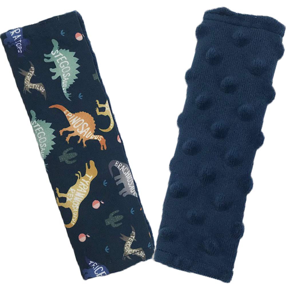 Baby Car Seat Neck Cover, Car Seat Strap Cover, Seat Belt Cushions Pads, Shoulder Strap Protectors, Reversible Pram Harness Covers in Minky Dinosaur, Baby Neck Pad Protector