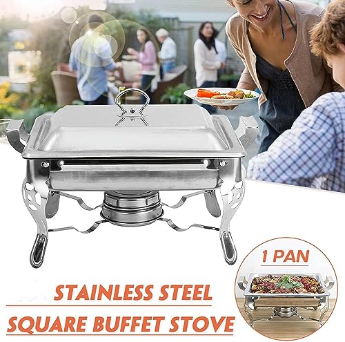 4.5L Stainless Steel Chafing Dish with Lid, Rectangular Foldable Buffet Server Pans Food Warmer, for Wedding, Parties, Banquet, Catering Events