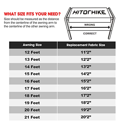 Hitorhike RV Awning Fabric Replacement Standard Grade Premium Vinyl (13'(Fabric 12'2"), Gray Fade)