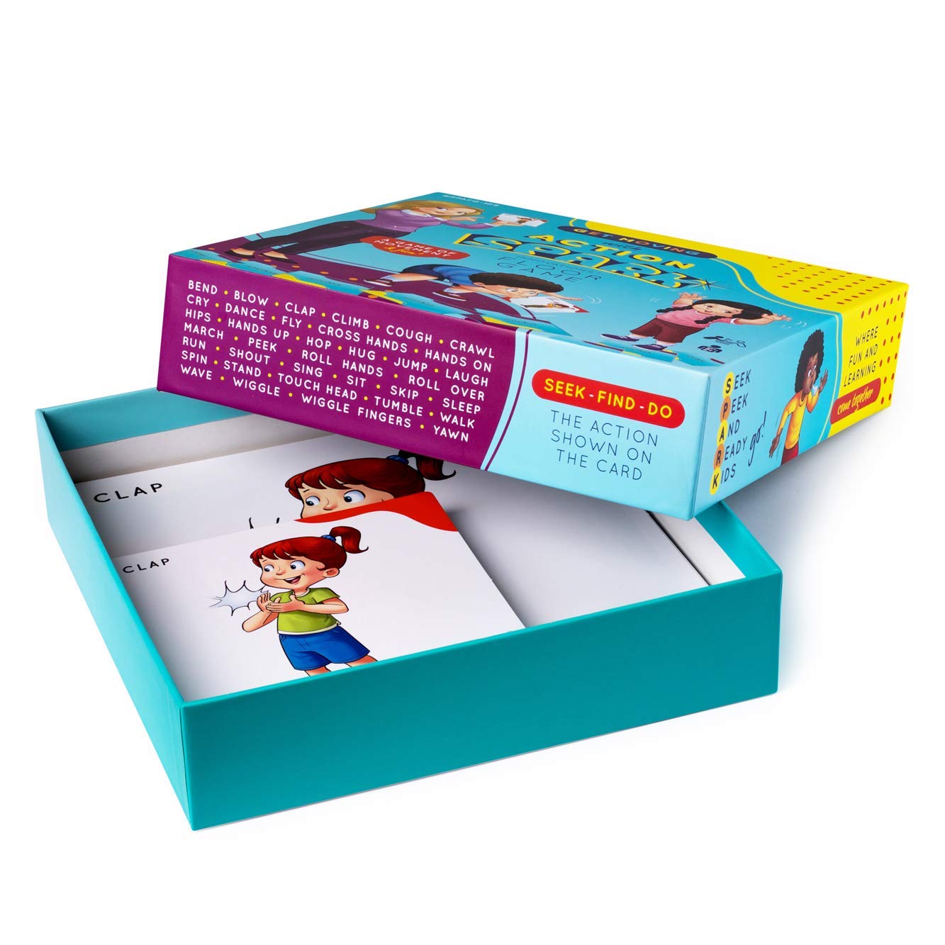 Action Kids Floor Game, Memory Matching Card Game, Toddler Movement Card Games, Interactive Game for Kids, Seek and Find Action Verb Cards Educational Toys