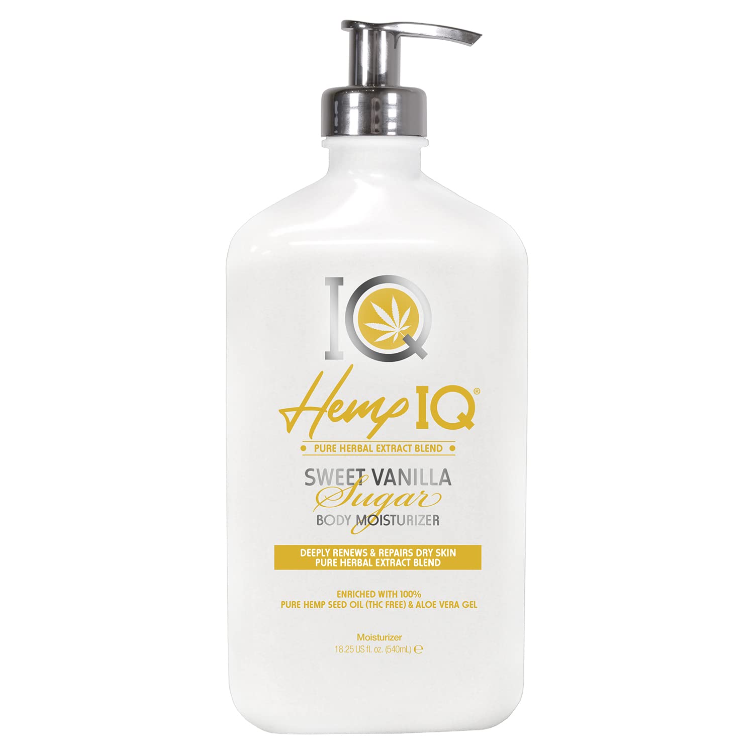 HEMP IQ Sweet Vanilla Sugar Body Moisturizer | 100% Pure Hemp Seed Oil | Ultra-Hydrating Daily Moisturizer 18.25 oz.
