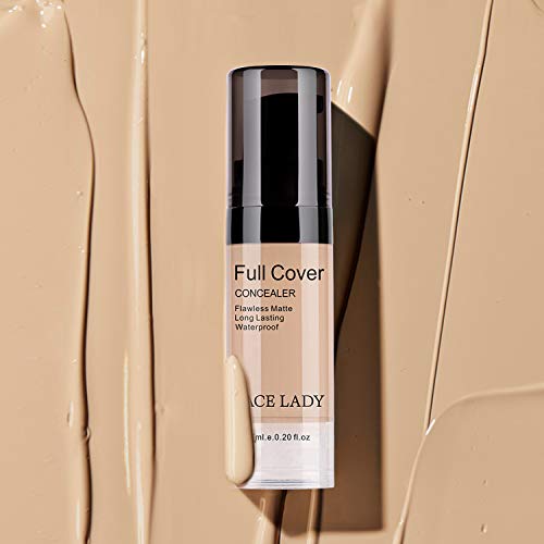 3 Pack Pro Full Cover Liquid Concealer, Waterproof Smooth Matte Flawless Finish Creamy Concealer Foundation for Eye Dark Circles Spot Face Concealer Makeup, Warm Natural, 3×6ml/0.20Fl Oz