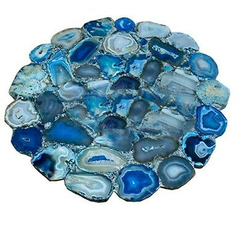 54 x 54 Inches Round Marble Dining Table Top Agate Gemstone Resin Art Conference Table for Office Decor