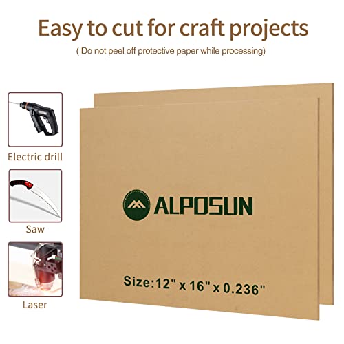 Acrylic Sheets 1/4 inch Thick 12β x 16β, ALPOSUN 2 Pack 6mm Plexiglass Sheets, Glass Alternative for DIY Display Projects, Signs, Display Cases, Shelves, Showpieces, Easy to Cut