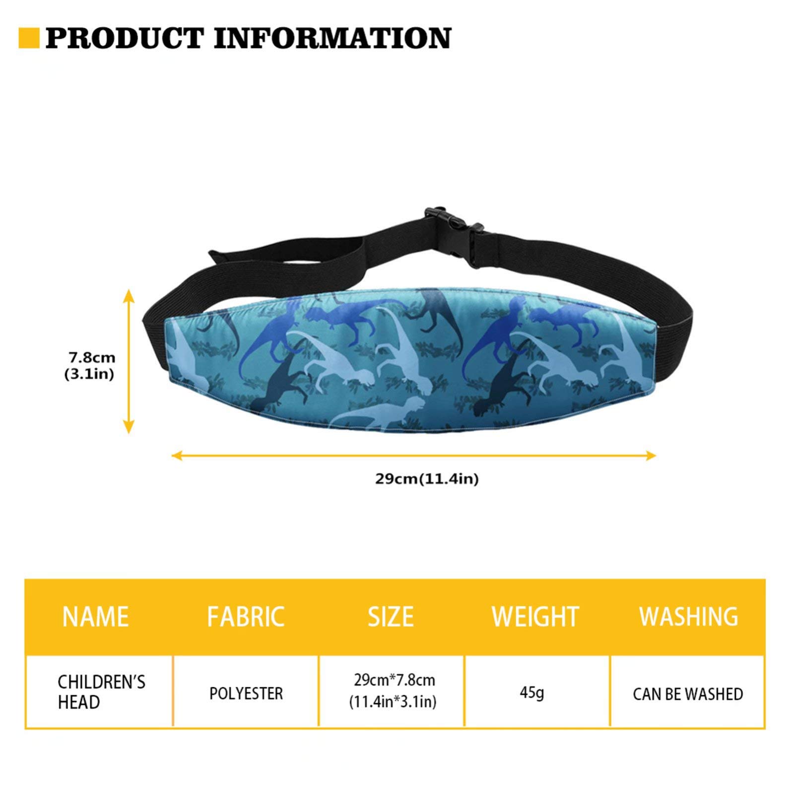STUOARTE Unisex Child Car Seat Head Support Band, Baby Seat Pillow Support Bands, Adjust Stroller Supports Strap, Comfortable Pads, Sleeping Positioner Protect for Child Seats Boys, Dinosaur
