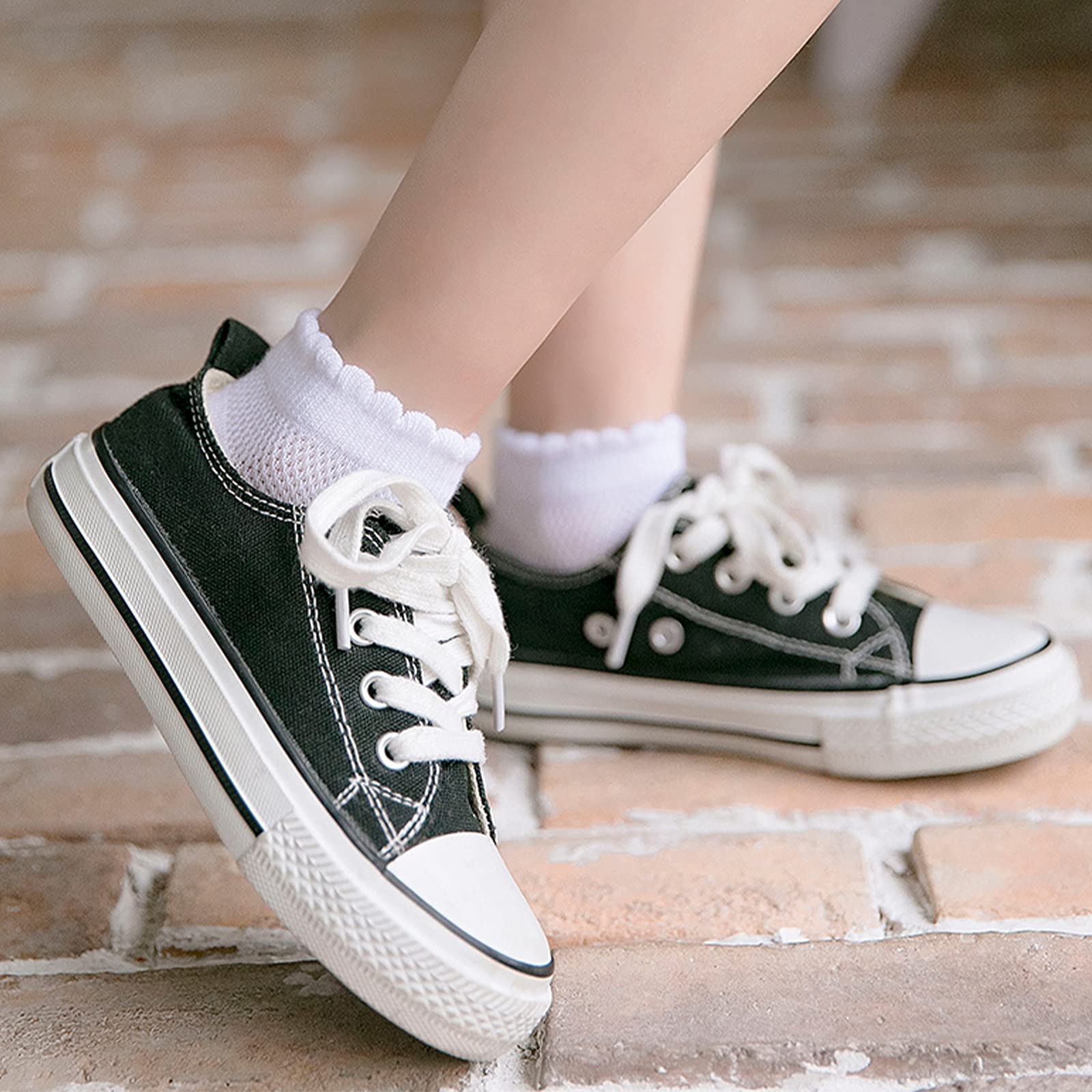 Looching 5 Pack Baby Girls Boys Mesh Thin Socks Cotton White Kids Toddler Soft No Show Ankle Socks 1-12T Kids