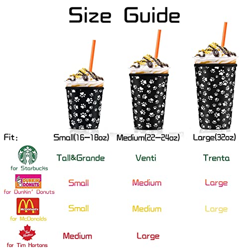 3 Pack Reusable Iced Coffee Sleeves, Jahomieo Insulator Sleeve for Cold Beverages, Neoprene Drink Sleeve Cup Holder for Starbucks Coffee, McDonalds, Dunkin Coffee,More