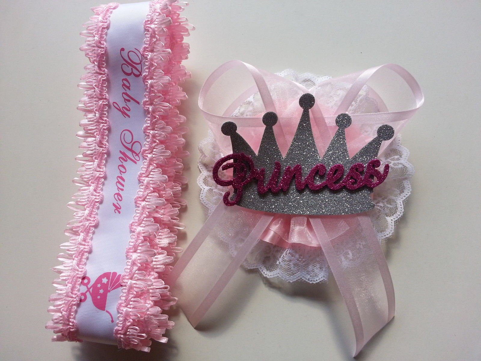 Baby Shower Mom To Be It's a Girl Sash with Princess Crown Pink Ribbon Corsage