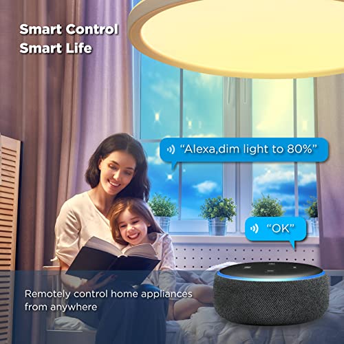 BestLuz Smart Ceiling Light Flush Mount LED WiFi, Compatible with Alexa & Google Assistant, Dimmable Low Profile Ambient Light Fixture for Bedroom Living Room,16 Inch 24W