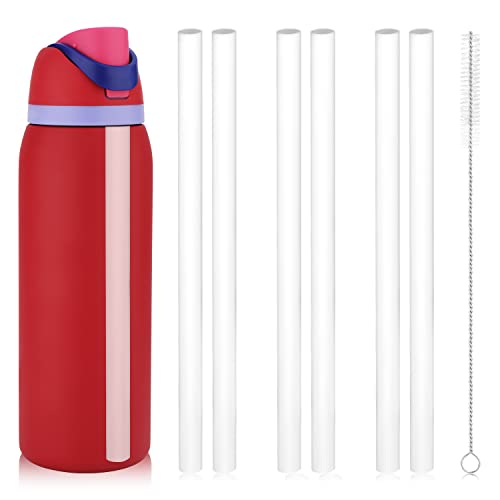 40 oz Replacement Straws for Owala Water Bottle, 6PCS Reusable Plastic Straws with Cleaning Brush for Owala FreeSip Flip Insulated Stainless Steel Bottle 40oz Tumbler Cup Accessories Parts (White)