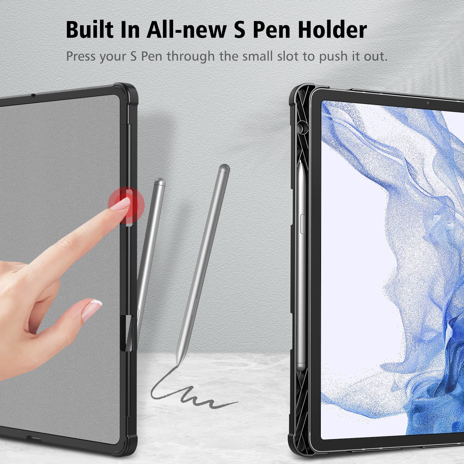 Fintie Case for Samsung Galaxy Tab S8/Tab S7 11 Inch (Model SM-X700/X706/T870/T875/T878) with Built-in S Pen Holder, Multiple Angle Portfolio Business Cover with Pocket Auto Sleep/Wake, Gray