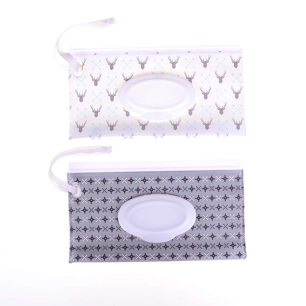 Baby Wet Wipe Pouch Bag Travel Wipes Case Reusable Refillable Wet Wipe Bag Cases Portable Travel Wipes Dispenser Wipe Pouches