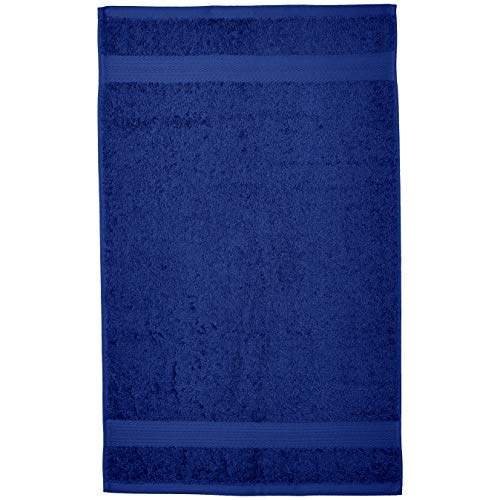 Amazon Basics Fade Resistant Cotton Washcloth, Hand Towel, Pack of 6, Navy Blue, 12" x 7"