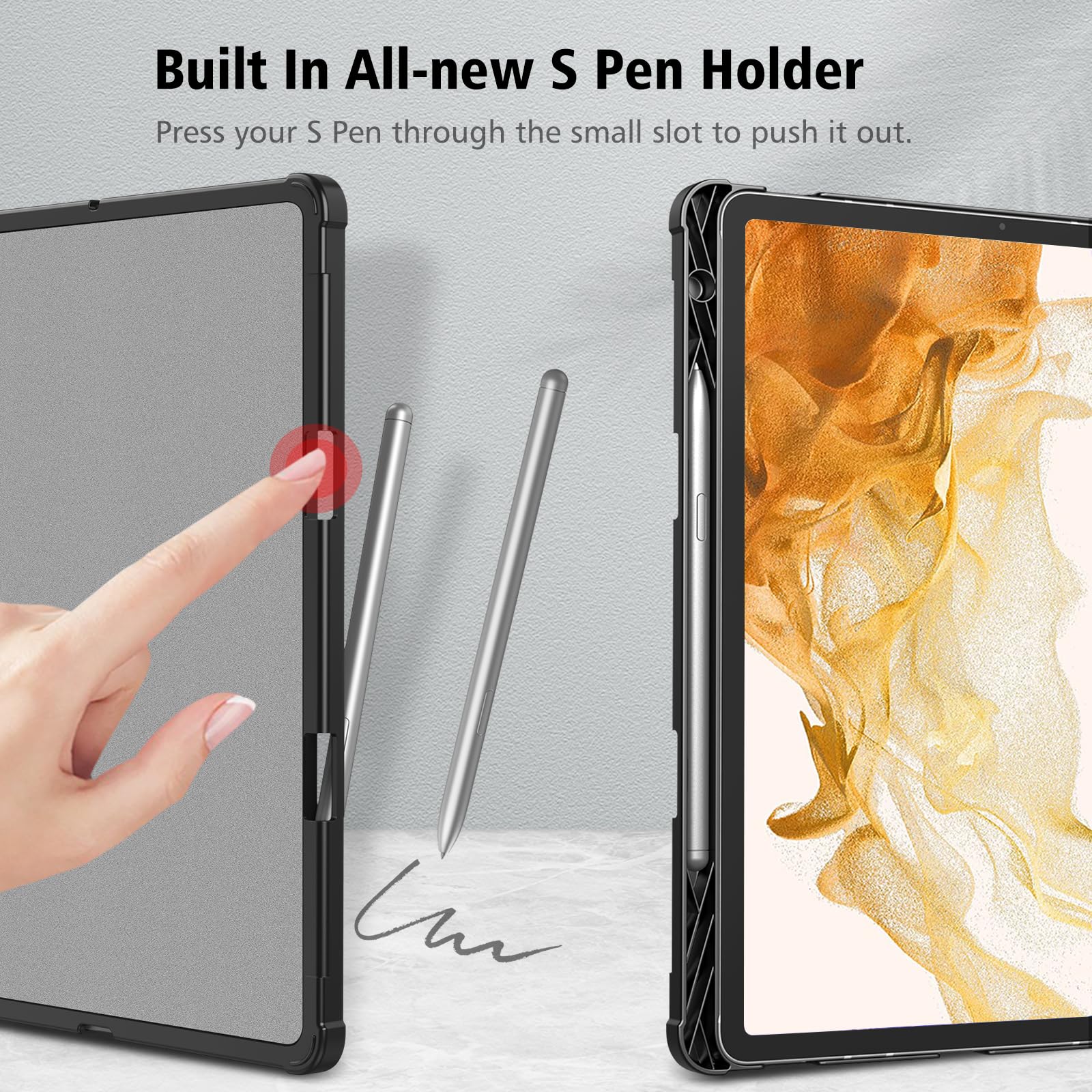 Fintie Case for Samsung Galaxy Tab S8 Plus 2022/S7 FE 2021/S7 Plus 2020 12.4 Inch with S Pen Holder, Multiple Angle Portfolio Cover with Pocket Auto Sleep/Wake, Gray