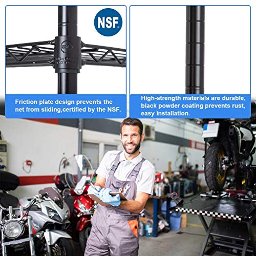 BestOffice 14Dx36Wx72H 5-Shelf Adjustable Storage Shelves Wire Shelving Unit Garage NSF Metal Shelf Heavy Duty Utility Commercial Grade Steel Layer Shelf1250 LBS Capacity,Black