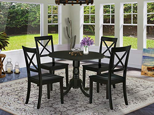 East West Furniture DLBO5-BLK-W Dining Set, 5