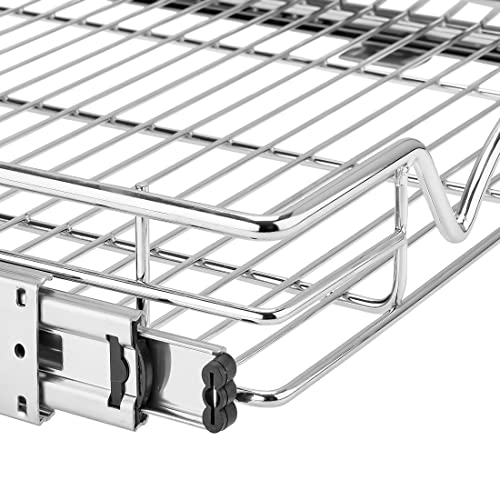 Hold N' Storage Pull Out Cabinet Drawer Organizer, Heavy Duty-with 5 Year Limited Warranty- Slide Out Shelves, -17βW x 21βD - Requires at Least a 18-1/4β Cabinet Opening, Steel Metal, Chrome Finish